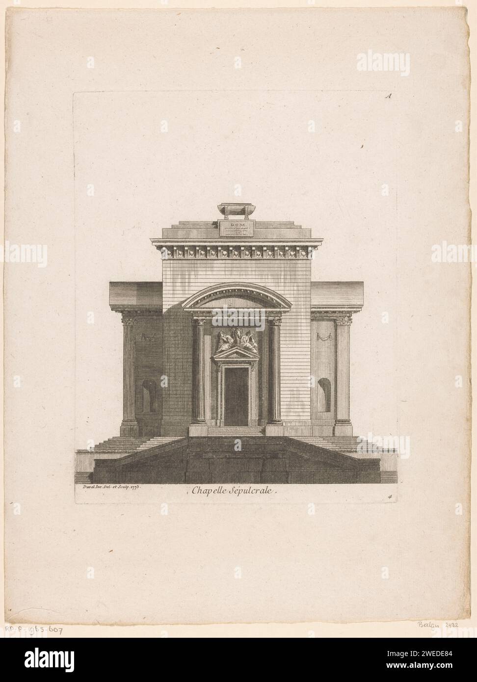 Front view of a burial chapel, A. Duval, 1775 print Front view of a ...