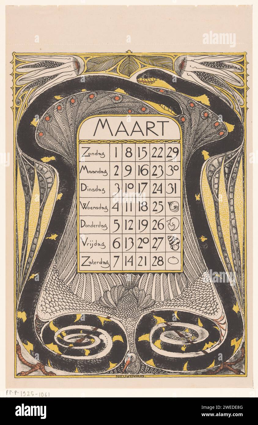 Calendar magazine for March 1896, Theo Nieuwenhuis, 1895 print A ...