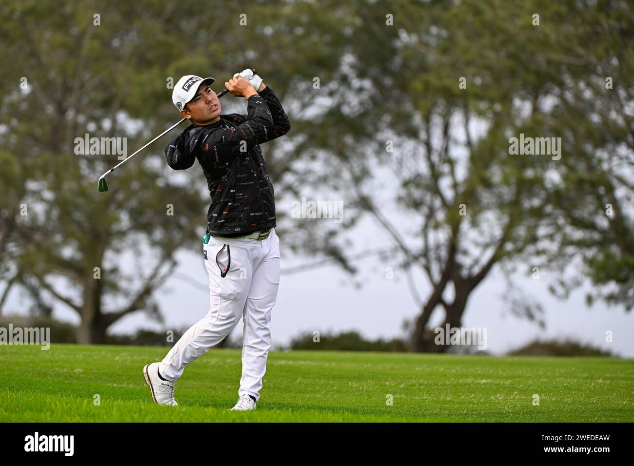 LA JOLLA, CA - JANUARY 24: Taiga Semikawa (JPN) hits his third shot ...