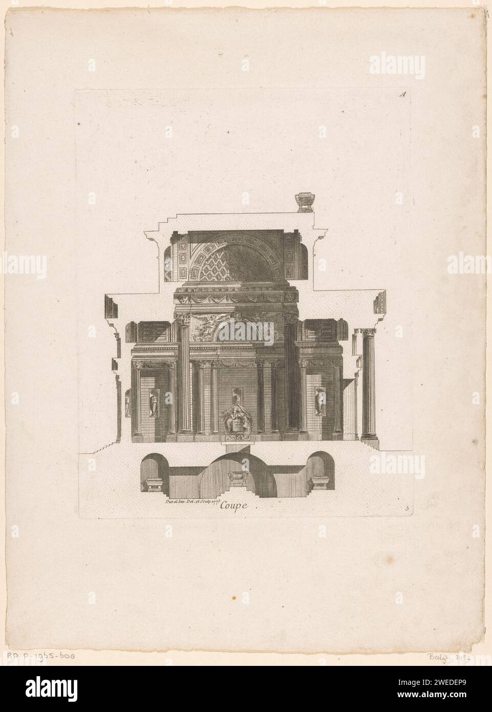 Cross -section of a burial chapel, A. Duval, 1775 print Cross -section ...