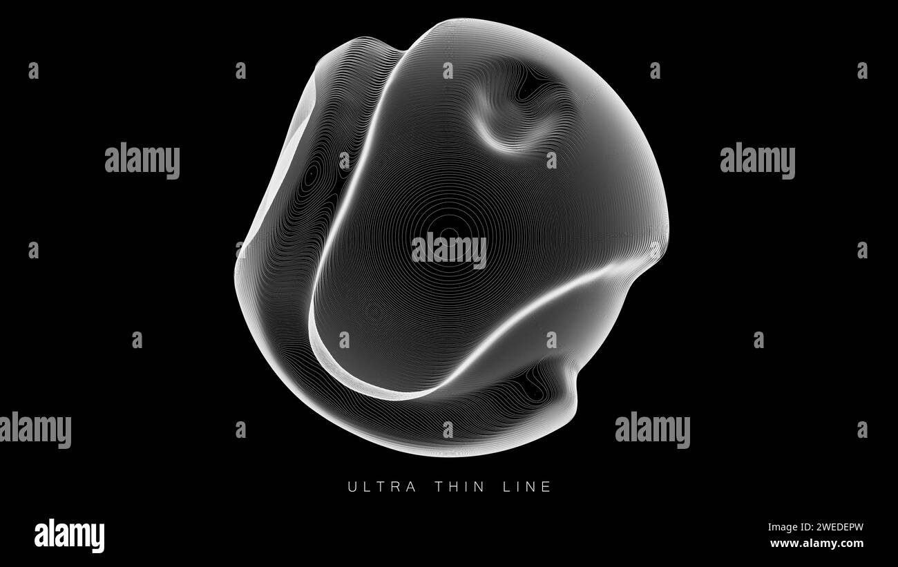 Ultra thin line fluid geometry. Dynamic vector distorted spheres Stock ...