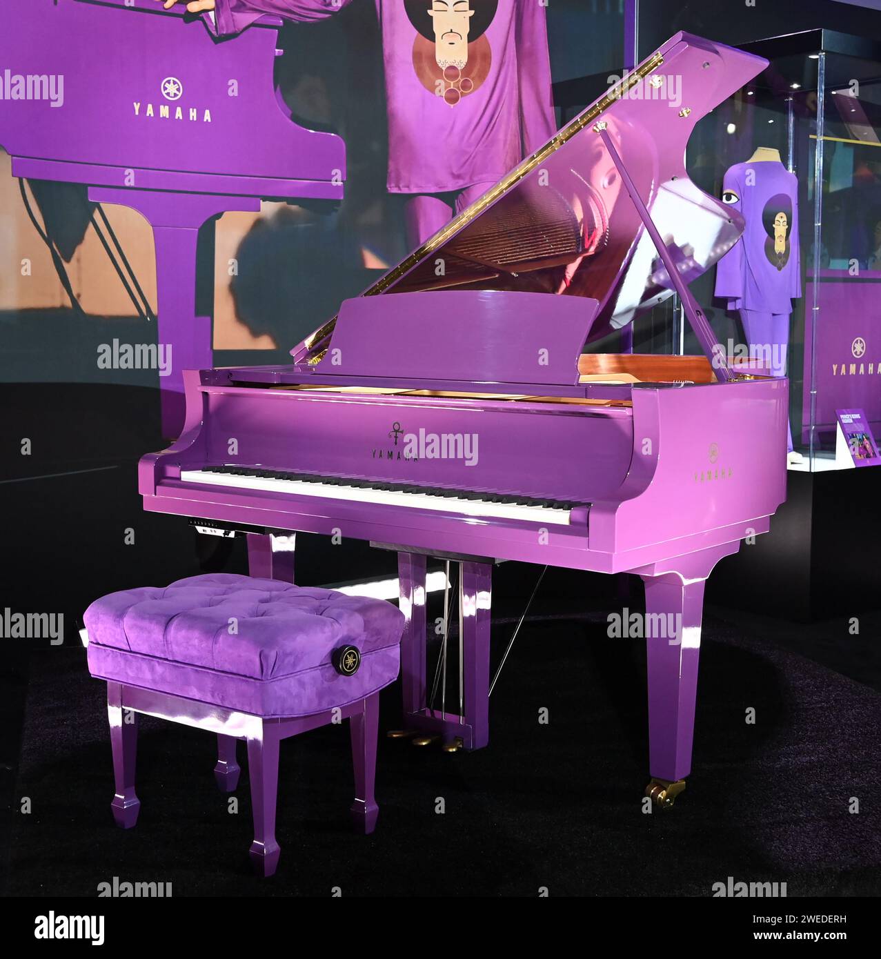Anaheim, USA. 24th Jan, 2024. Prince's Purple Yamaha Piano, at the NAMM ... Anaheim, USA. 24th Jan, 2024. Prince's Purple Yamaha Piano, at the NAMM ...