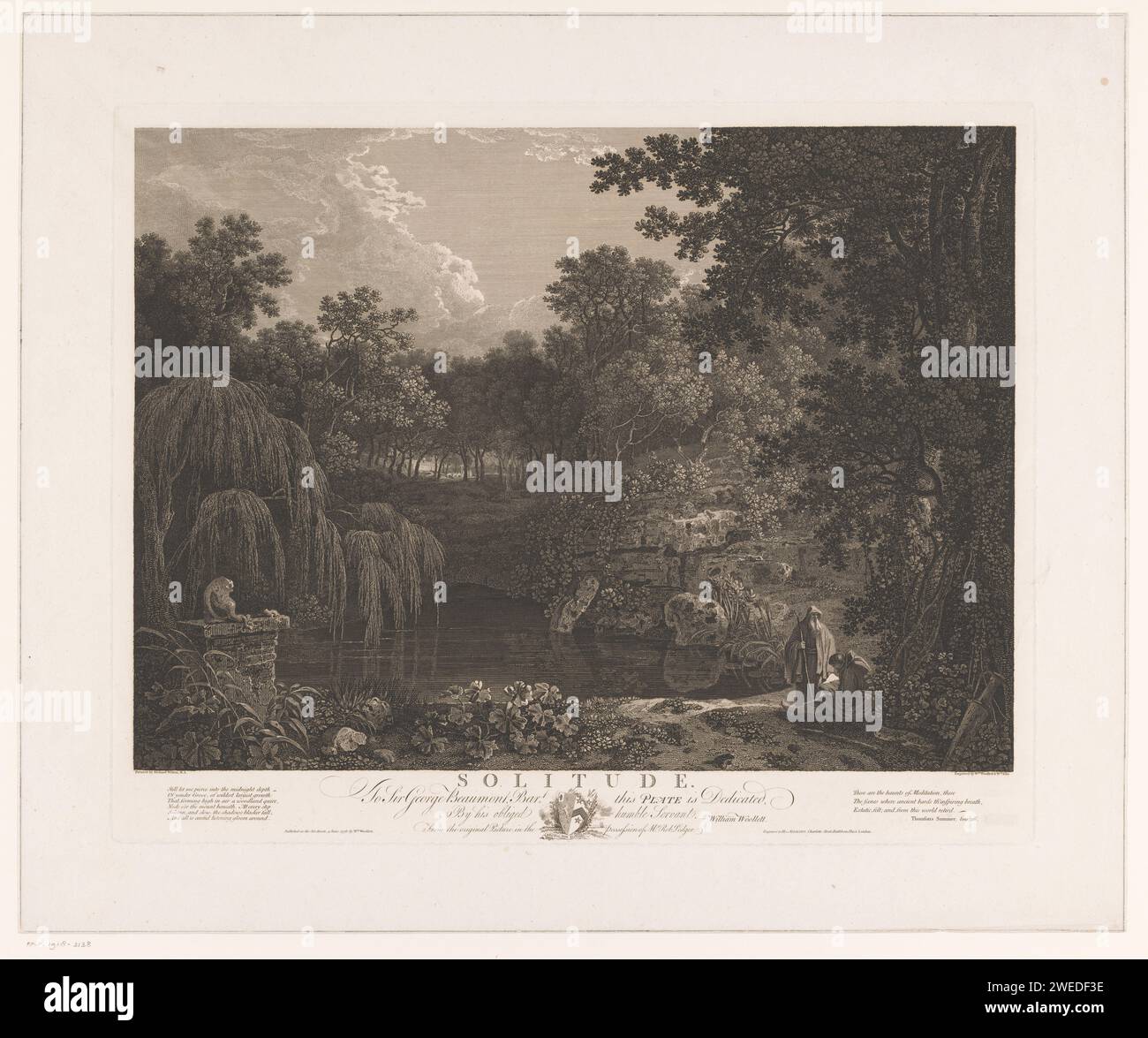Landscape with two monks near a pool, William Woollett, After Richard ...
