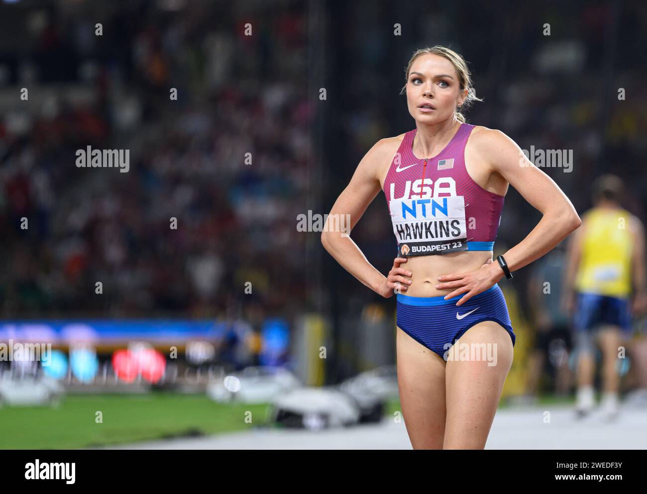 Chari HAWKINS participating in the heptathlon at the World Athletics ...