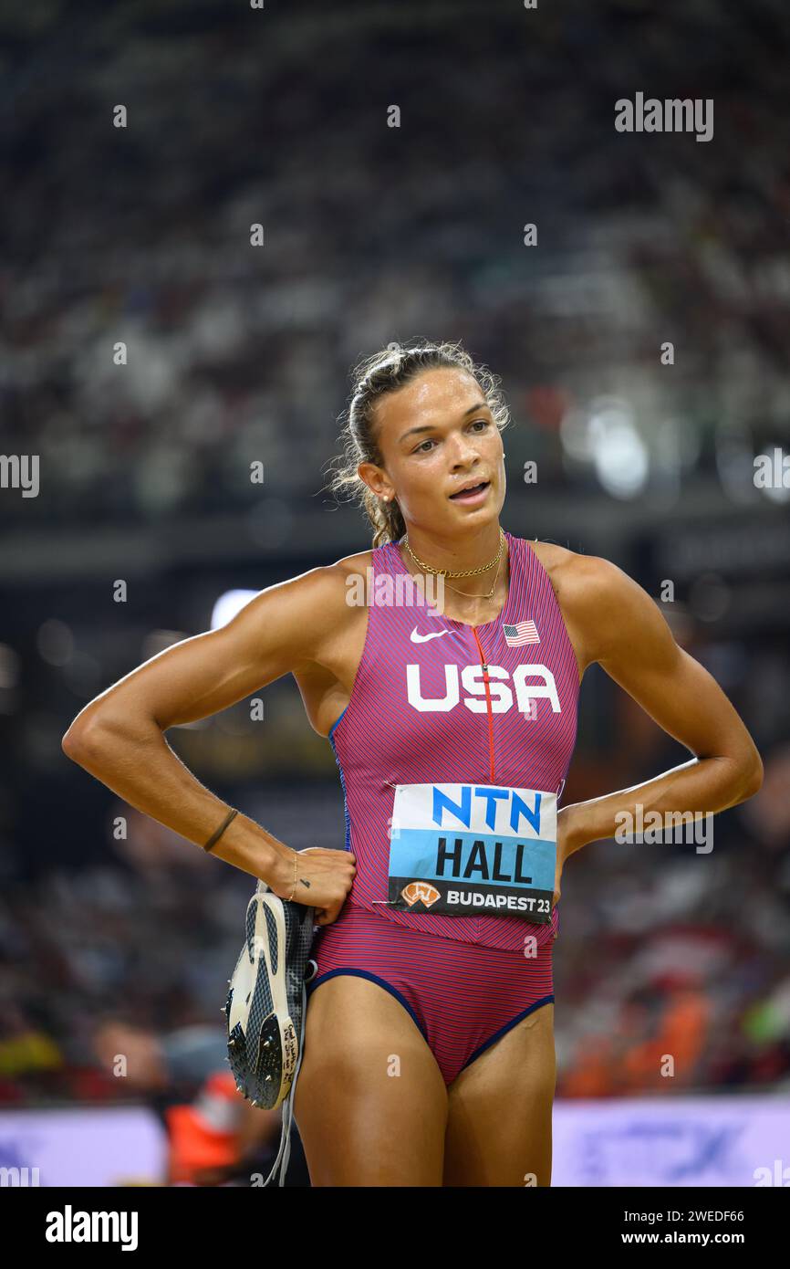 Anna HALL participating in the heptathlon at the World Athletics ...