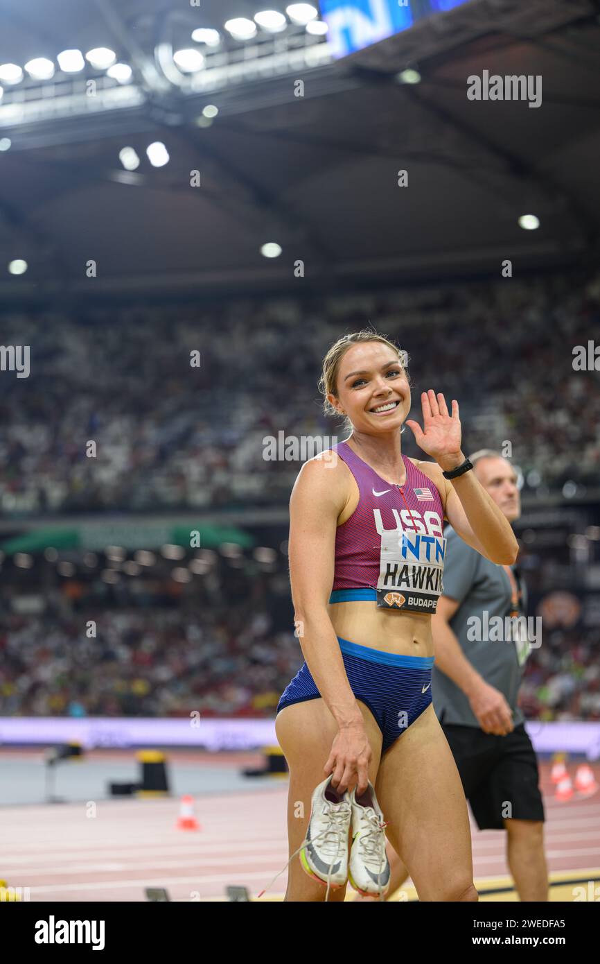 Chari HAWKINS participating in the heptathlon at the World Athletics ...