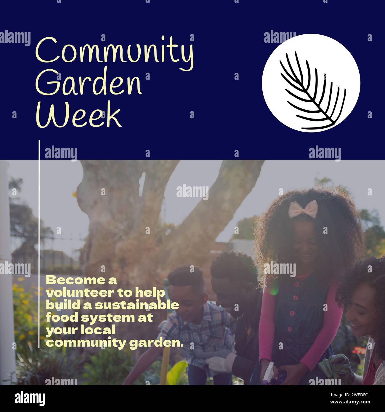 Composition of community garden week text over african american couple ...