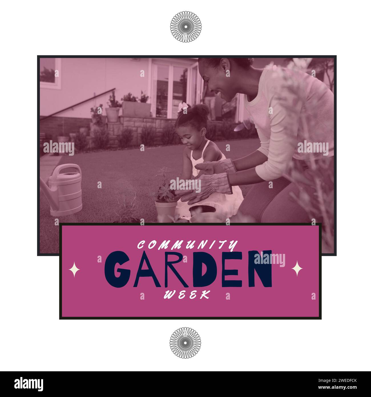 Composition of community garden week text over african american woman ...