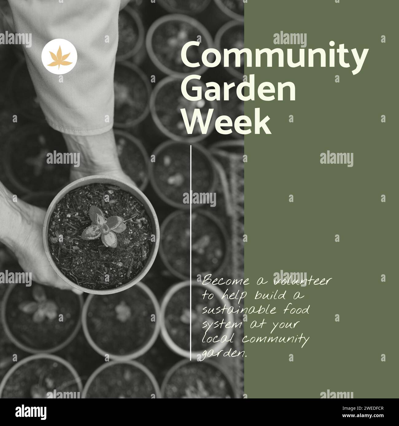 Composition of community garden week text over caucasian man holding ...