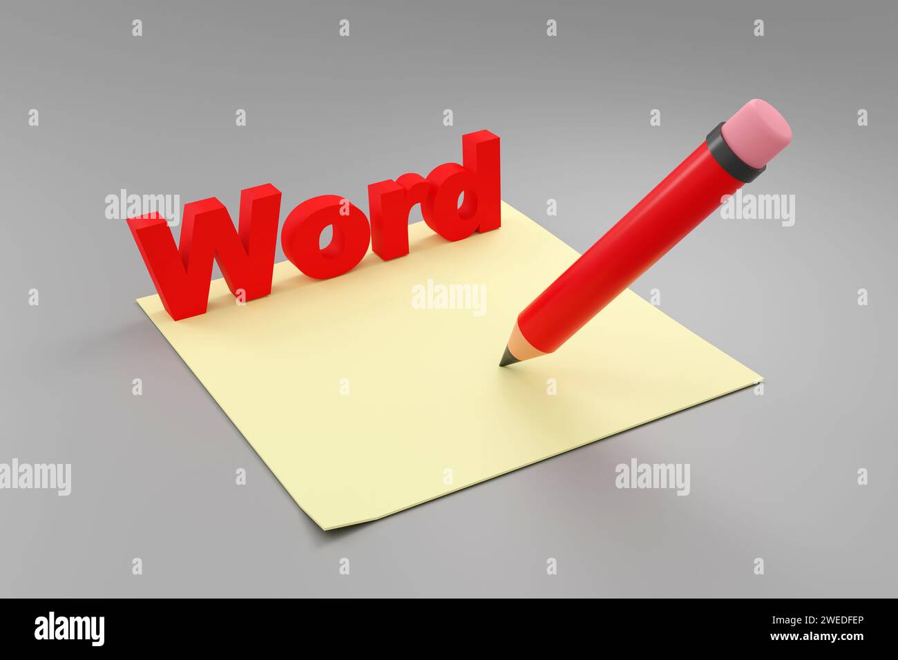Red Word, A 3D Illustration of the Word Word in red Letters with pencil ...