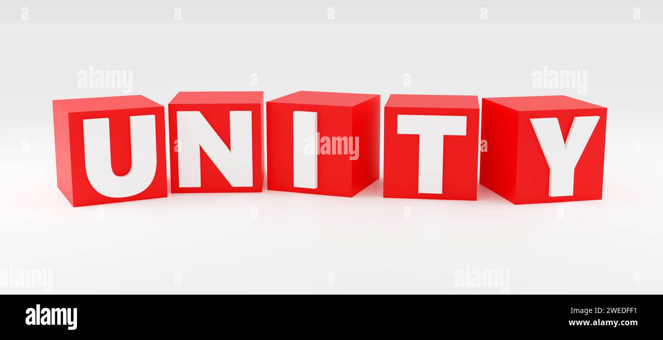 Luxury red sign unity with red boxes on grey podium, soft light, smooth ...