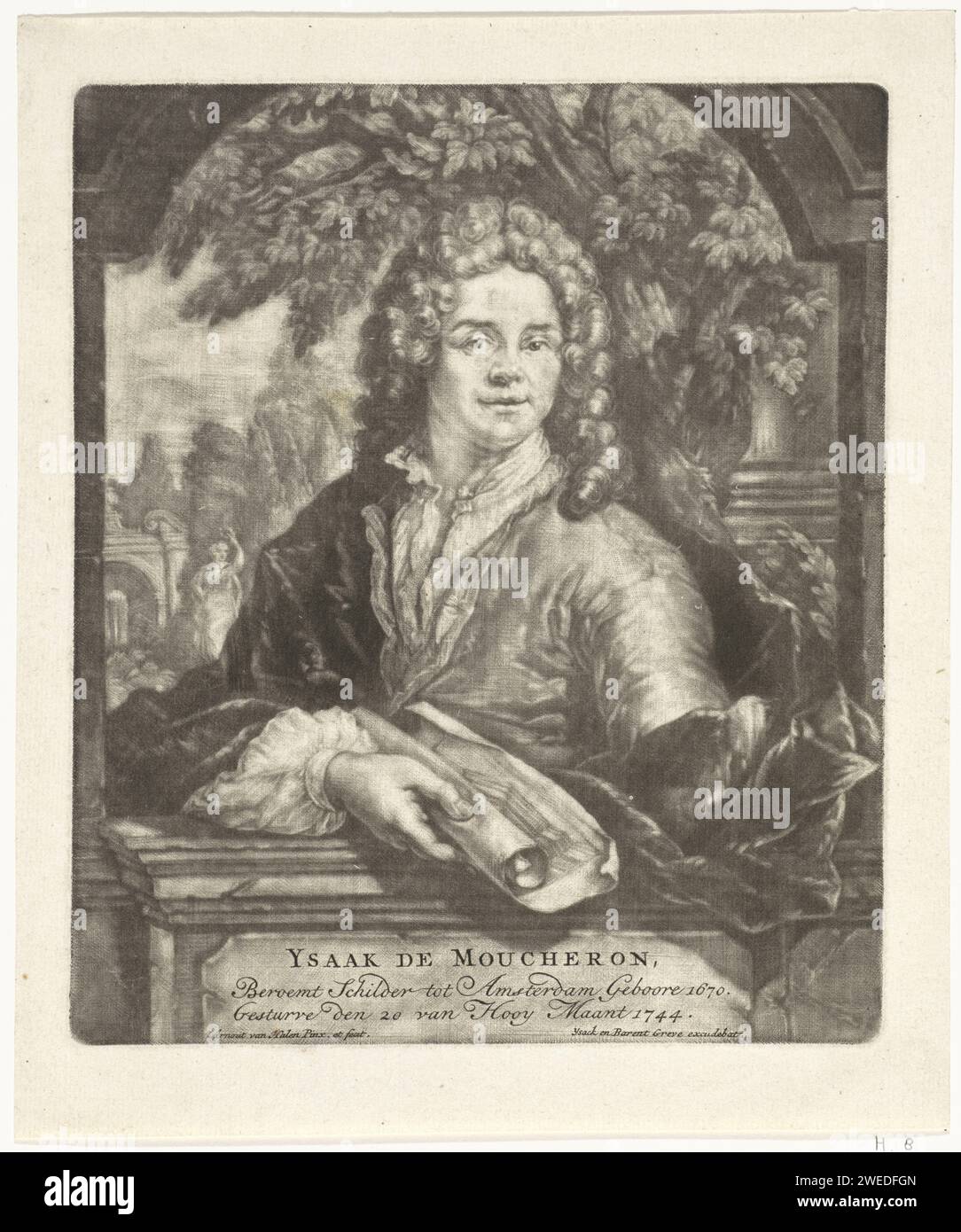 Portrait of Isaac de Moucheron, Arnoud van Halen, 1744 print The ...