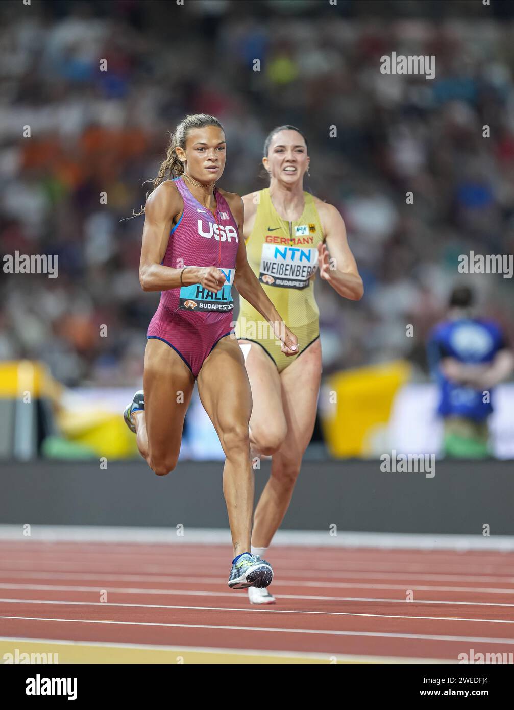 Anna HALL participating in the heptathlon at the World Athletics ...