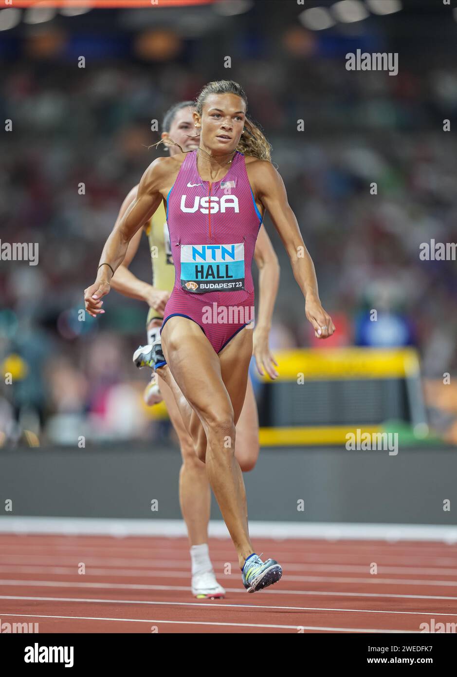 Anna HALL participating in the heptathlon at the World Athletics ...