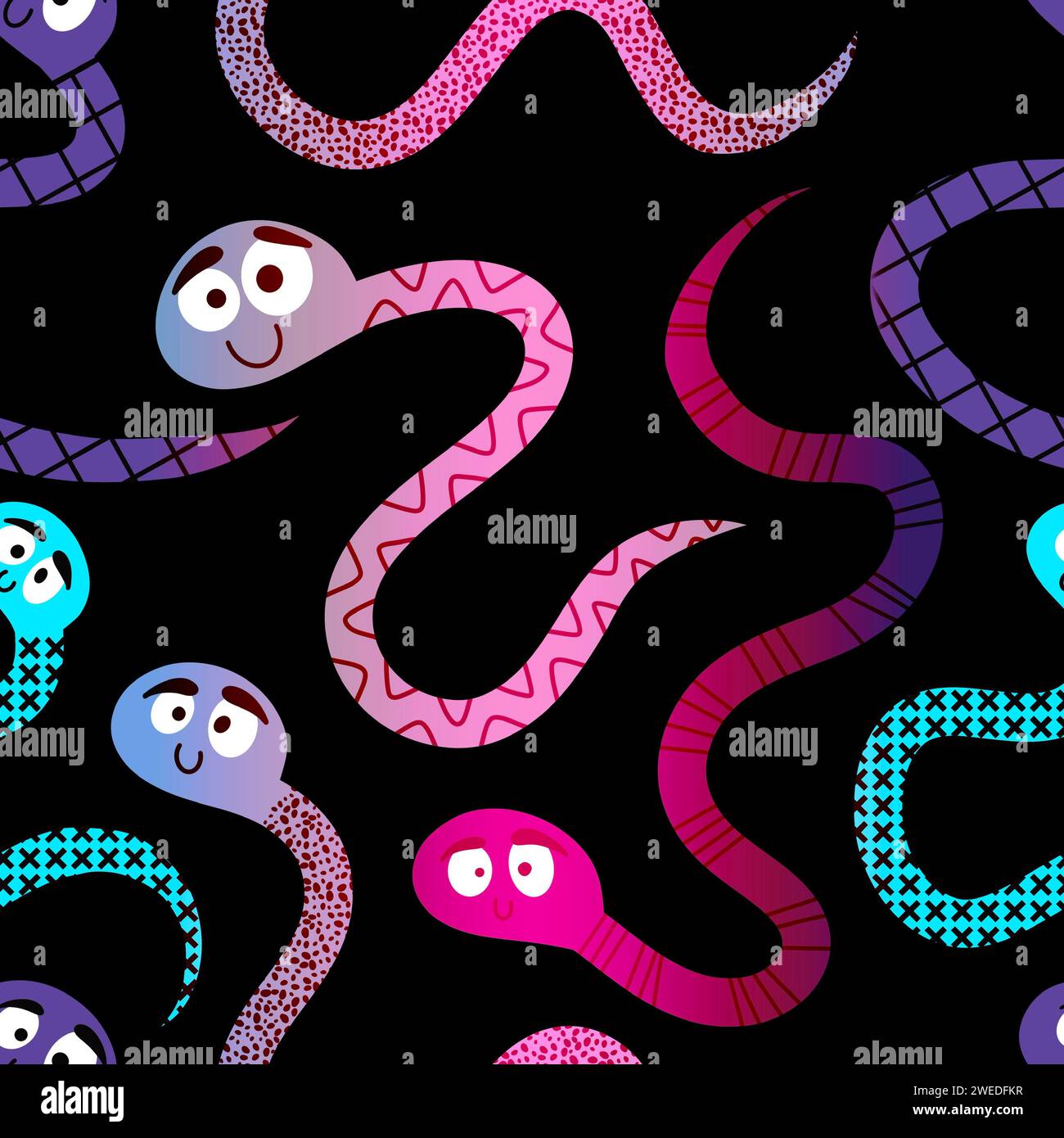 Summer cartoon animals seamless snake pattern for wrapping paper and ...