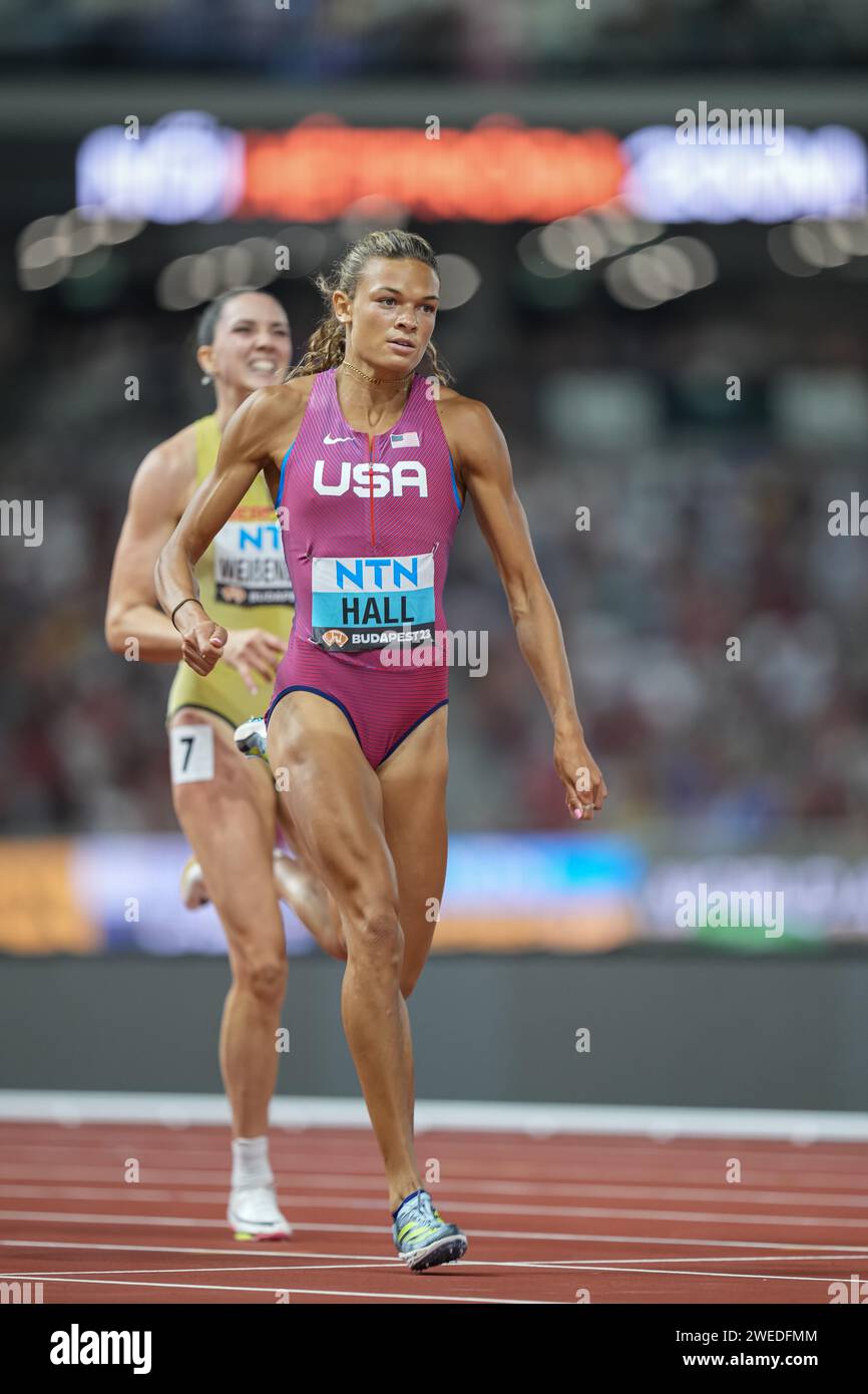 Anna HALL participating in the heptathlon at the World Athletics ...