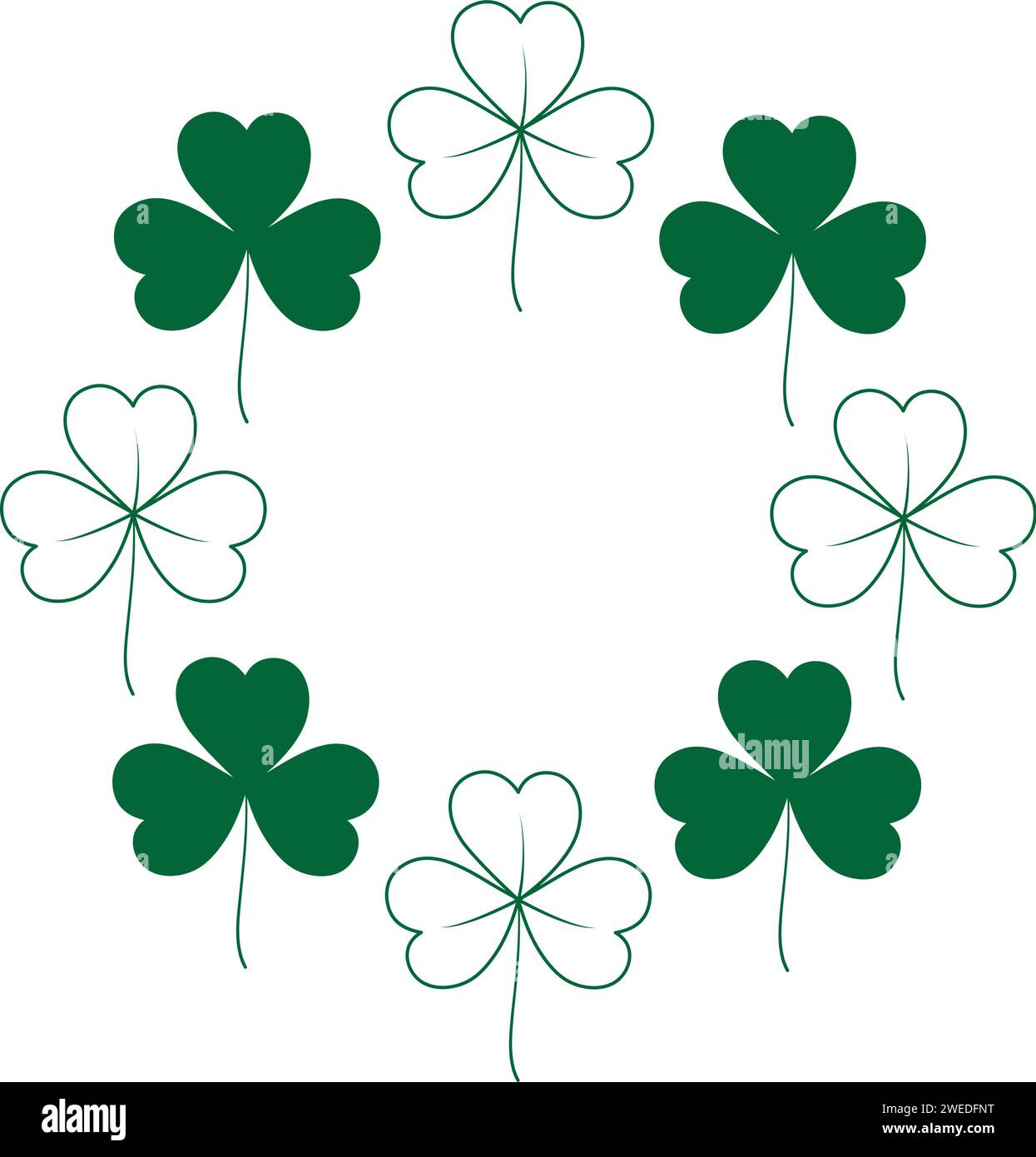 Abstract rounded outline drawn frame border of shamrocks. Design ...