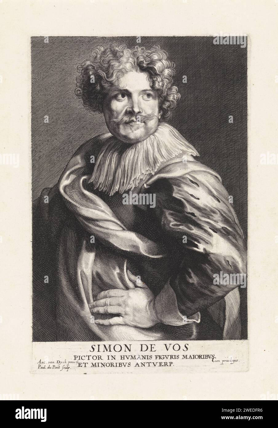 Portrait of the painter Simon de Vos, Paulus Pontius, After Anthony Van ...