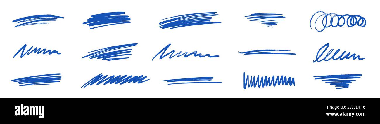 Line brush marker, pen, pencil stroke vector. Blue line brush marker ...