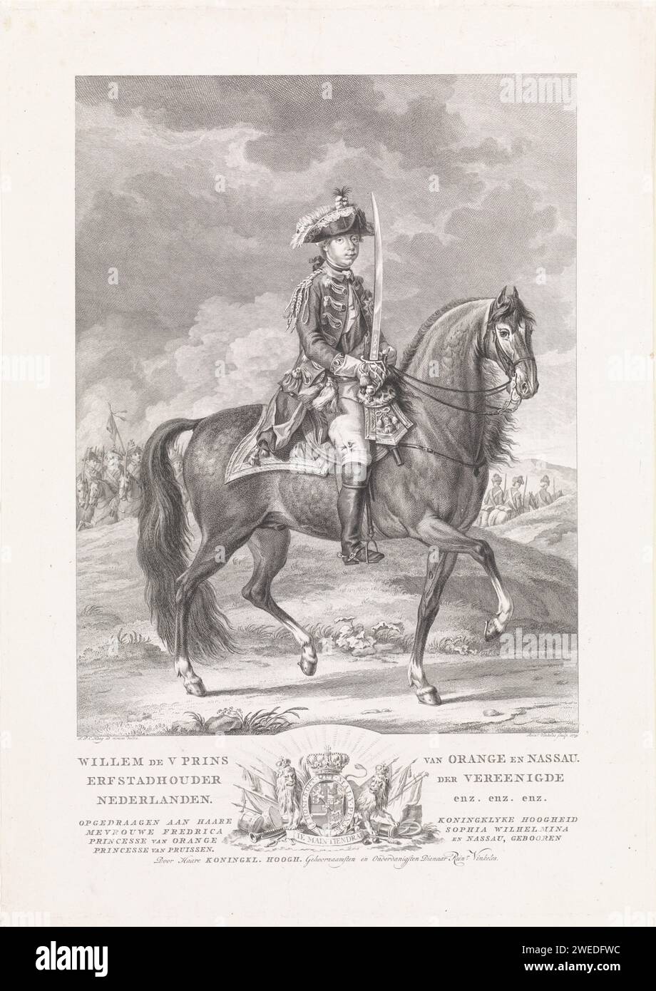 Portrait of Willem V, Prince of Oranje-Nassau on horseback, Reinier ...
