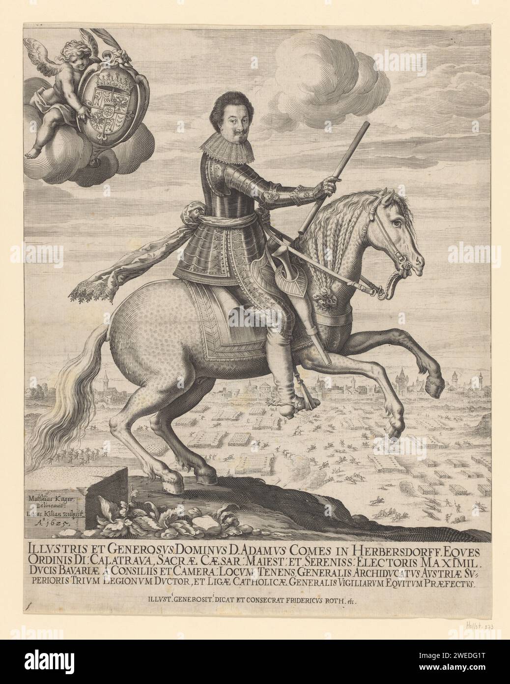 Bridle portrait of Adam von Herberdorff, Lucas Kilian, 1625 print Text ...