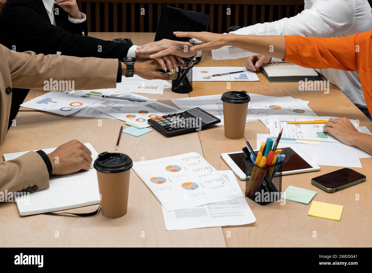 Discussing and sharing startup ideas at office workplace Stock Photo ...