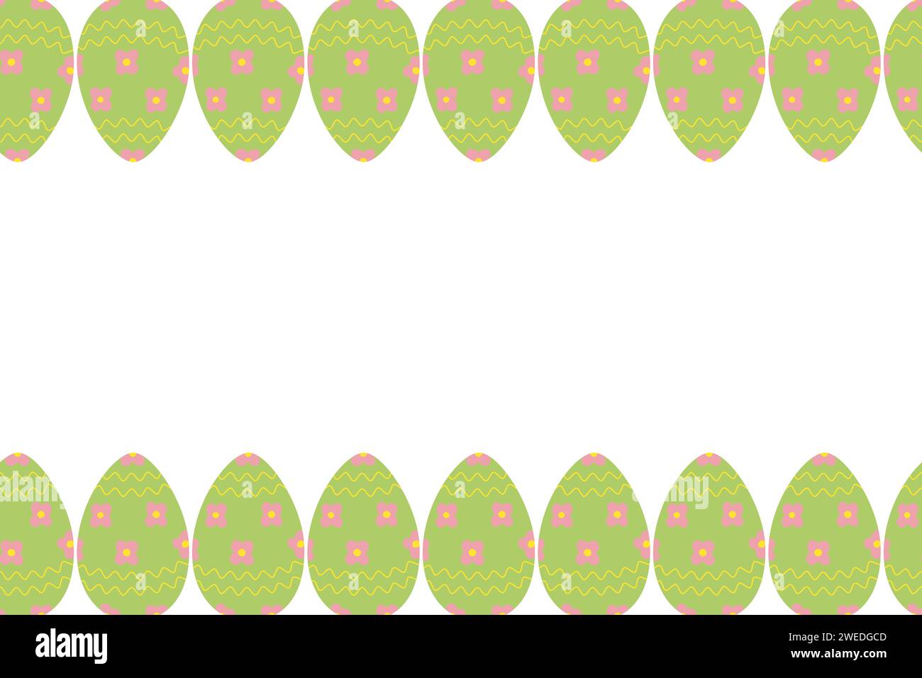 Seamless frame with top and bottom border of bright Easter Eggs in ...