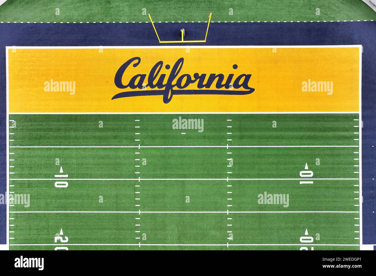 The California Golden Bears logo at midfield of California Memorial ...