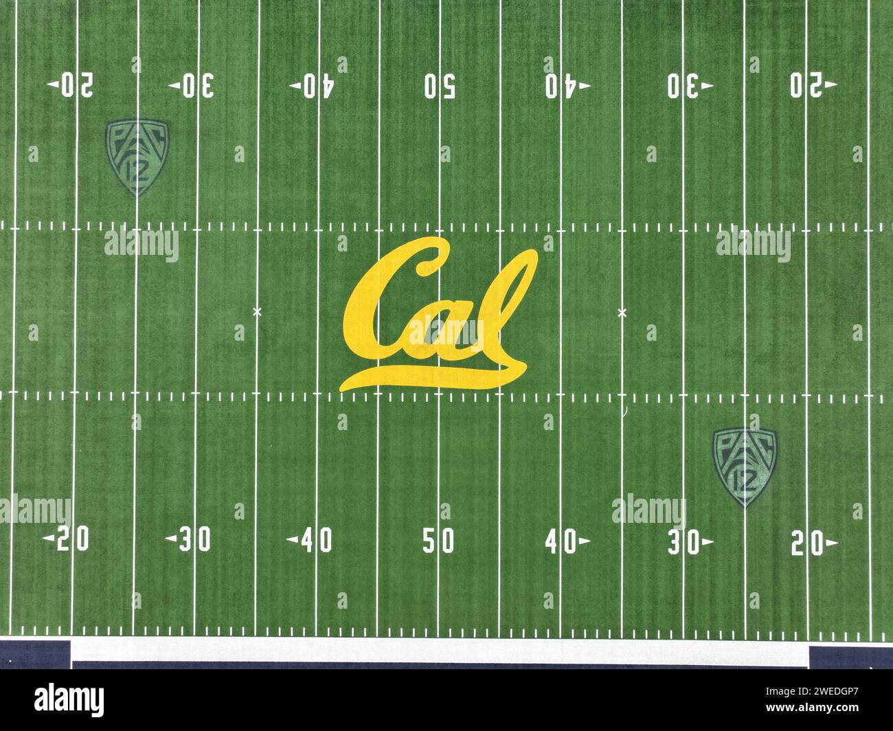 The California Golden Bears logo at midfield of California Memorial ...