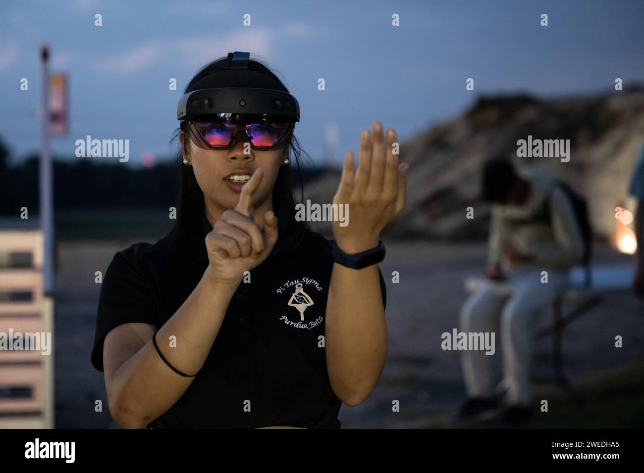 Houston, Texas, USA. 22nd May, 2023. A NASA intern uses an augmented ...