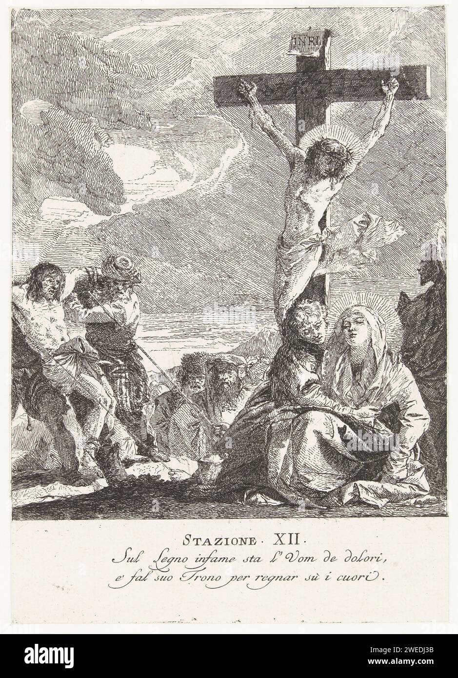 Christ on the Cross and Mary supported by Johannes between bystanders on Calvary, Giovanni ...