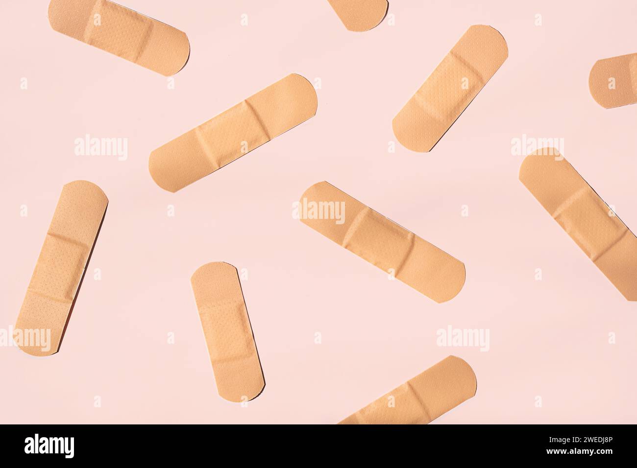 Adhesive bandage for firs aid. Band aids layout Stock Photo - Alamy