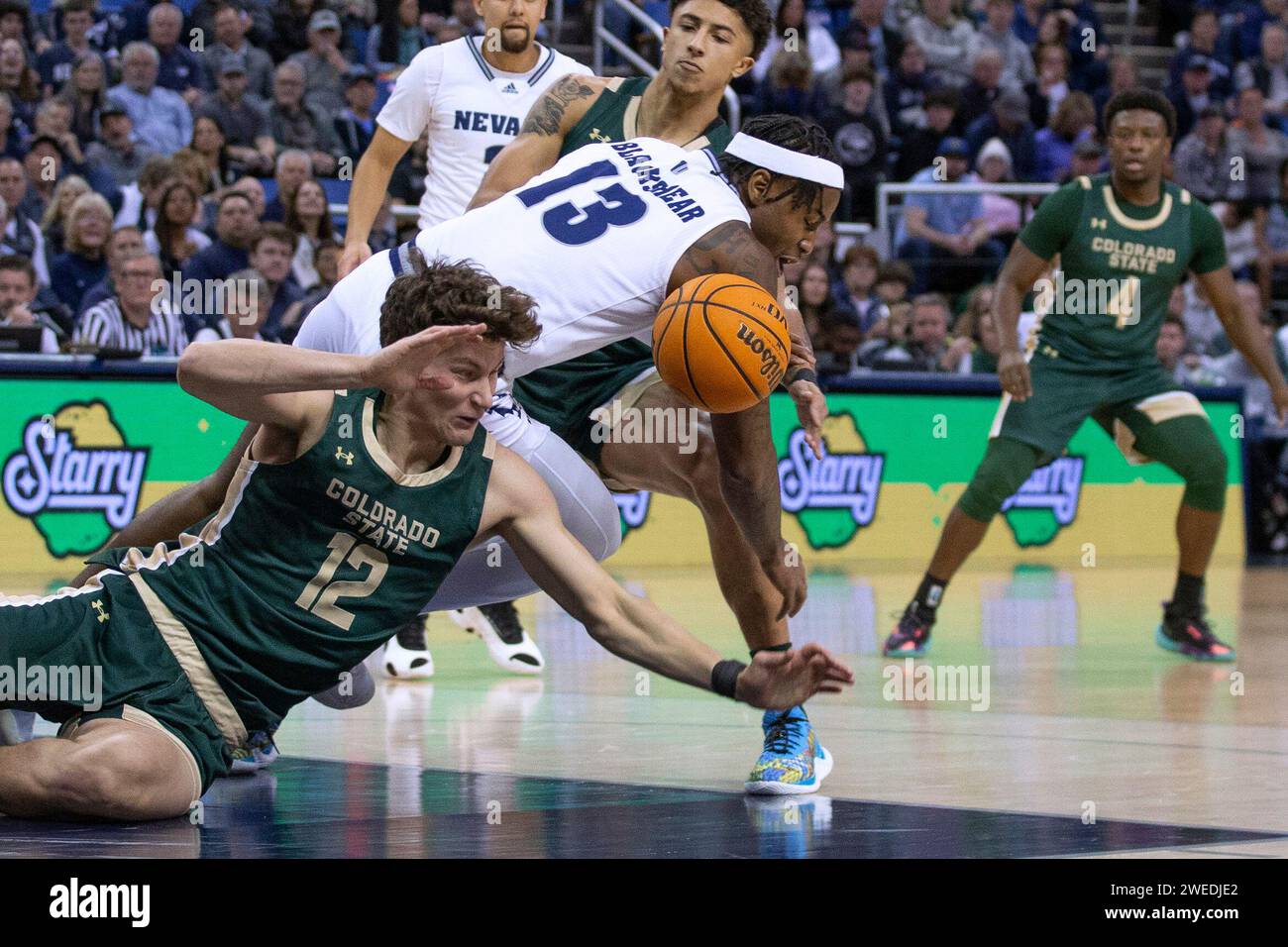Colorado State forward Patrick Cartier (12) scrambles for the ball with ...