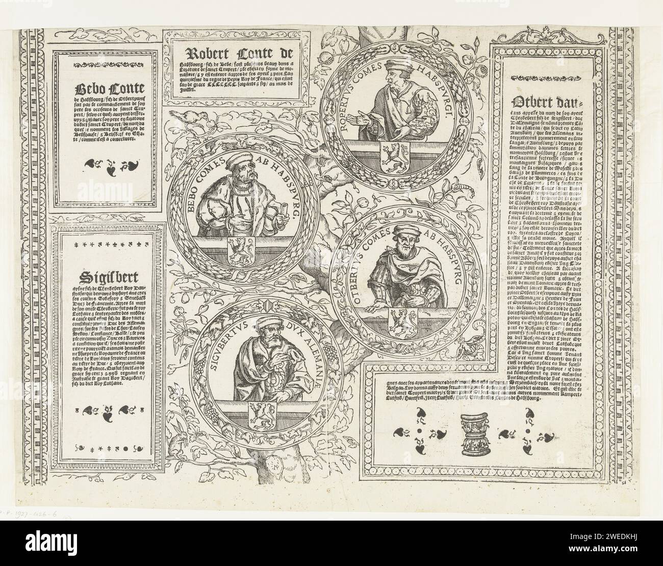 Family tree of the Habsburg house, page six, Robert Péril, 1533 - 1535 ...