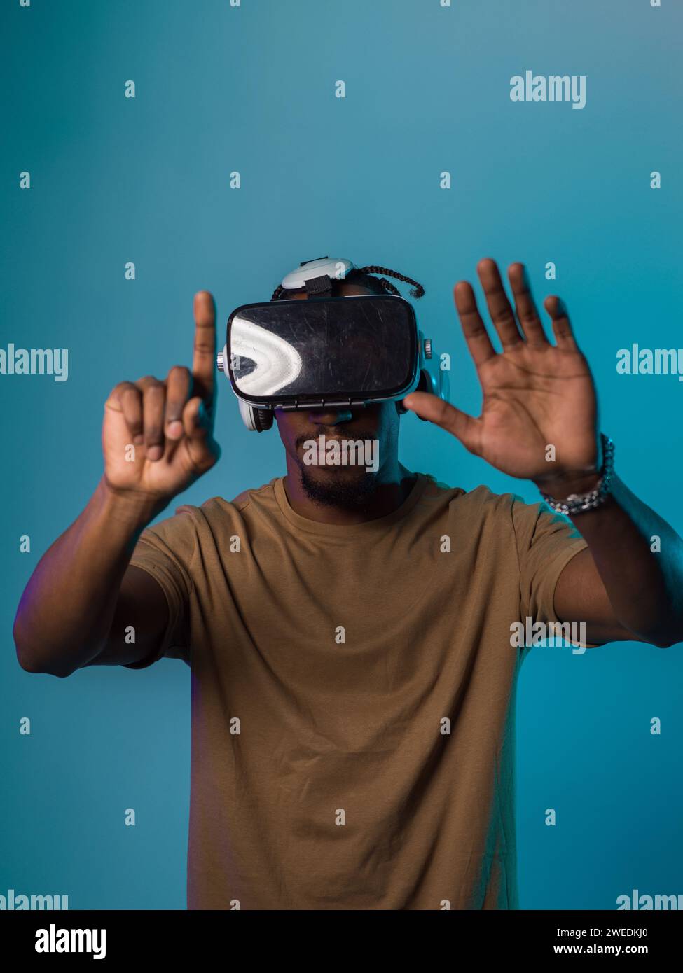 Immersed in a digital realm, an African American man navigates the ...