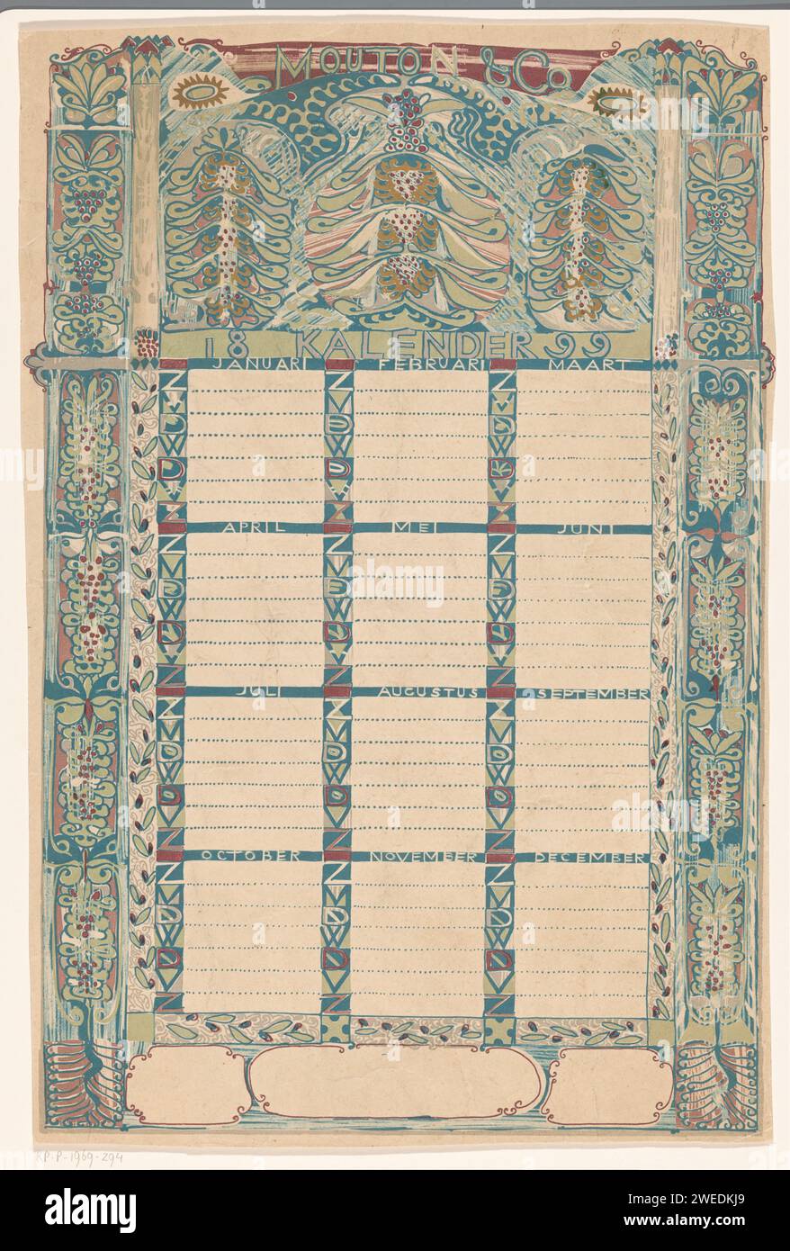 Kalender Mouton & Co. 1899, Carel Adolph Lion Cachet, 1899 print ...