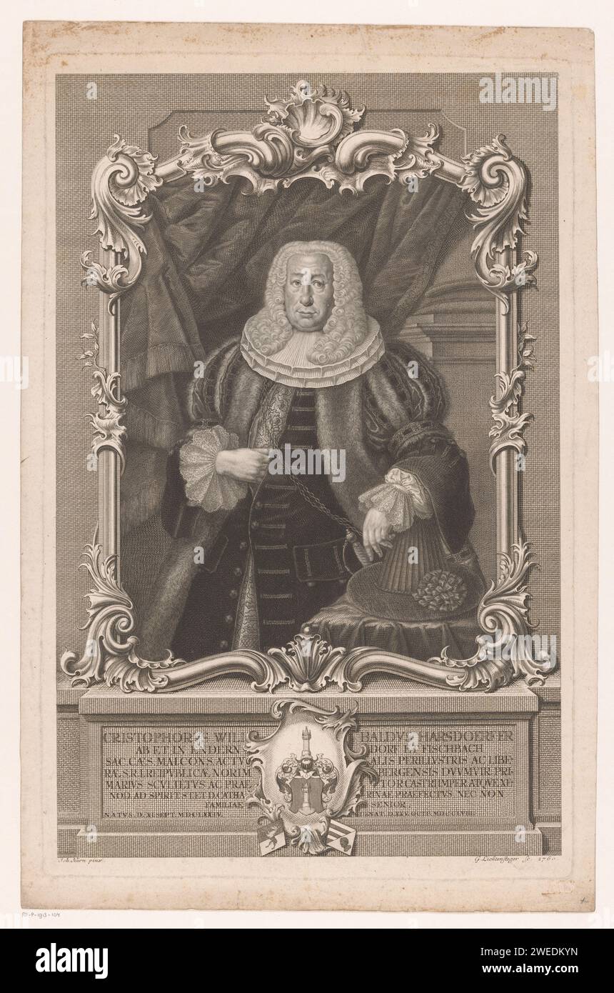 Portrait van Christoph Willibald Harsdörfer, Georg Lichtensteger, after ...