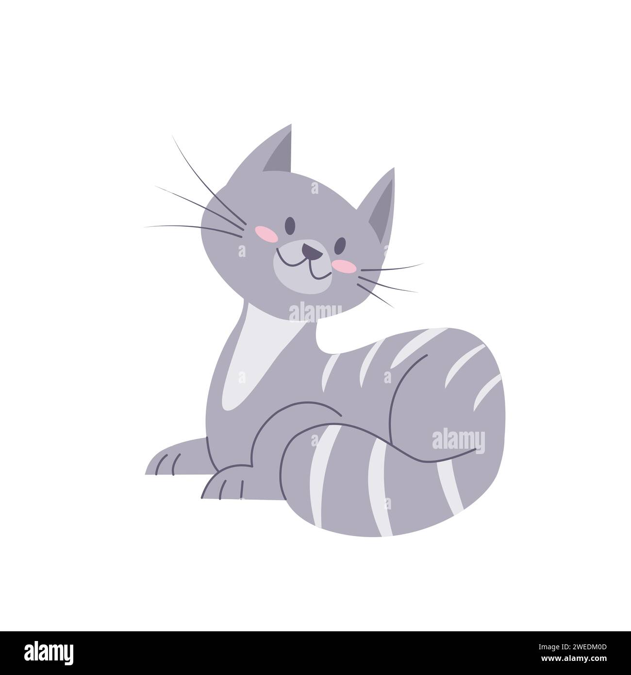 Cute smiling cat. Funny grey kitten. Pet animal isolated on white ...