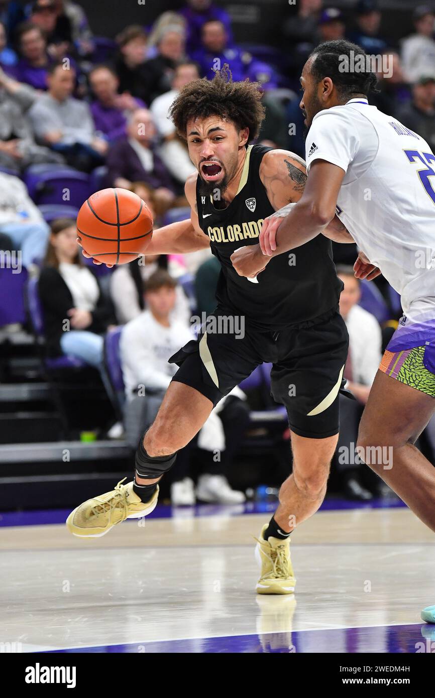 Seattle, WA, USA. 24th Jan, 2024. Colorado Buffaloes guard J'Vonne ...