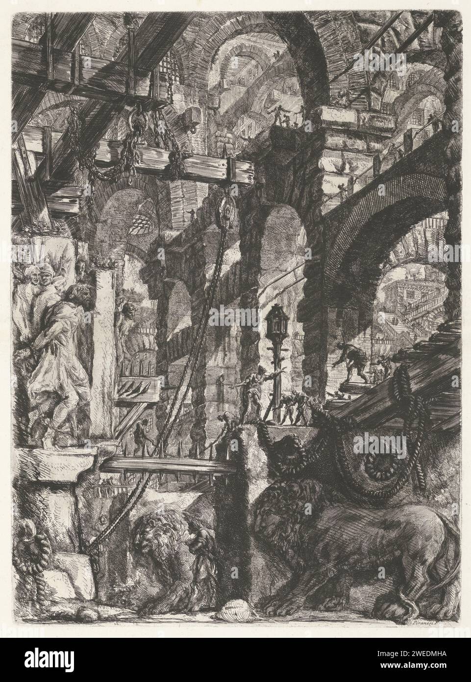Church with stone reliefs with lions, Giovanni Battista Piranesi, 1761 ...