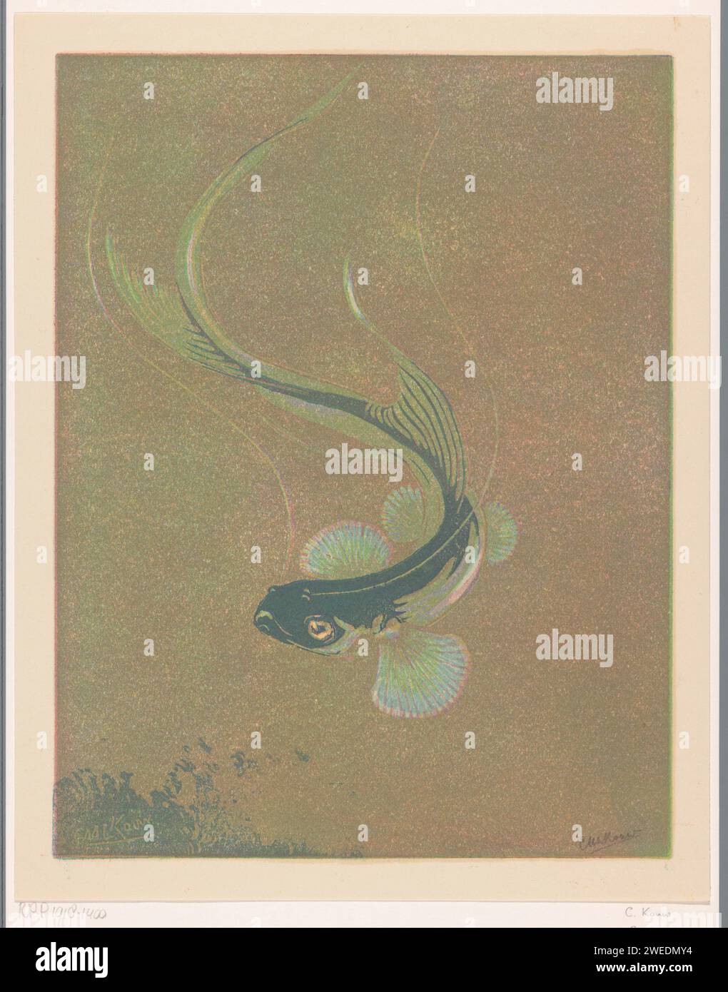 Swimming fish, Casper M.L. Kouw, 1918 print paper fishes Stock Photo ...