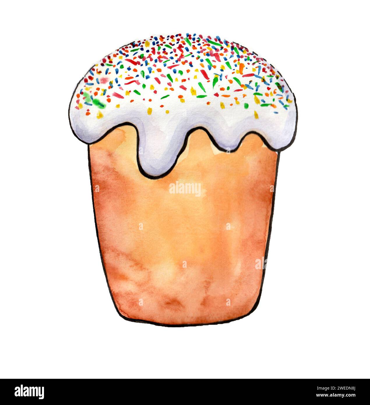 Illustration of an easter cake isolated on white background. Drawing ...