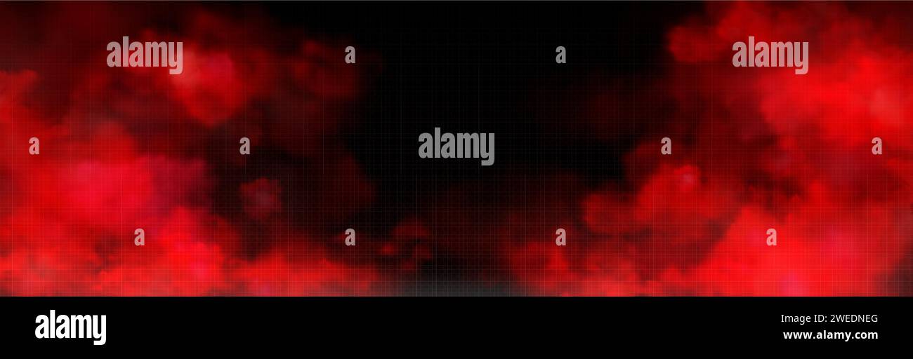 Red glowing smoke cloud with overlay effect on dark transparent ...