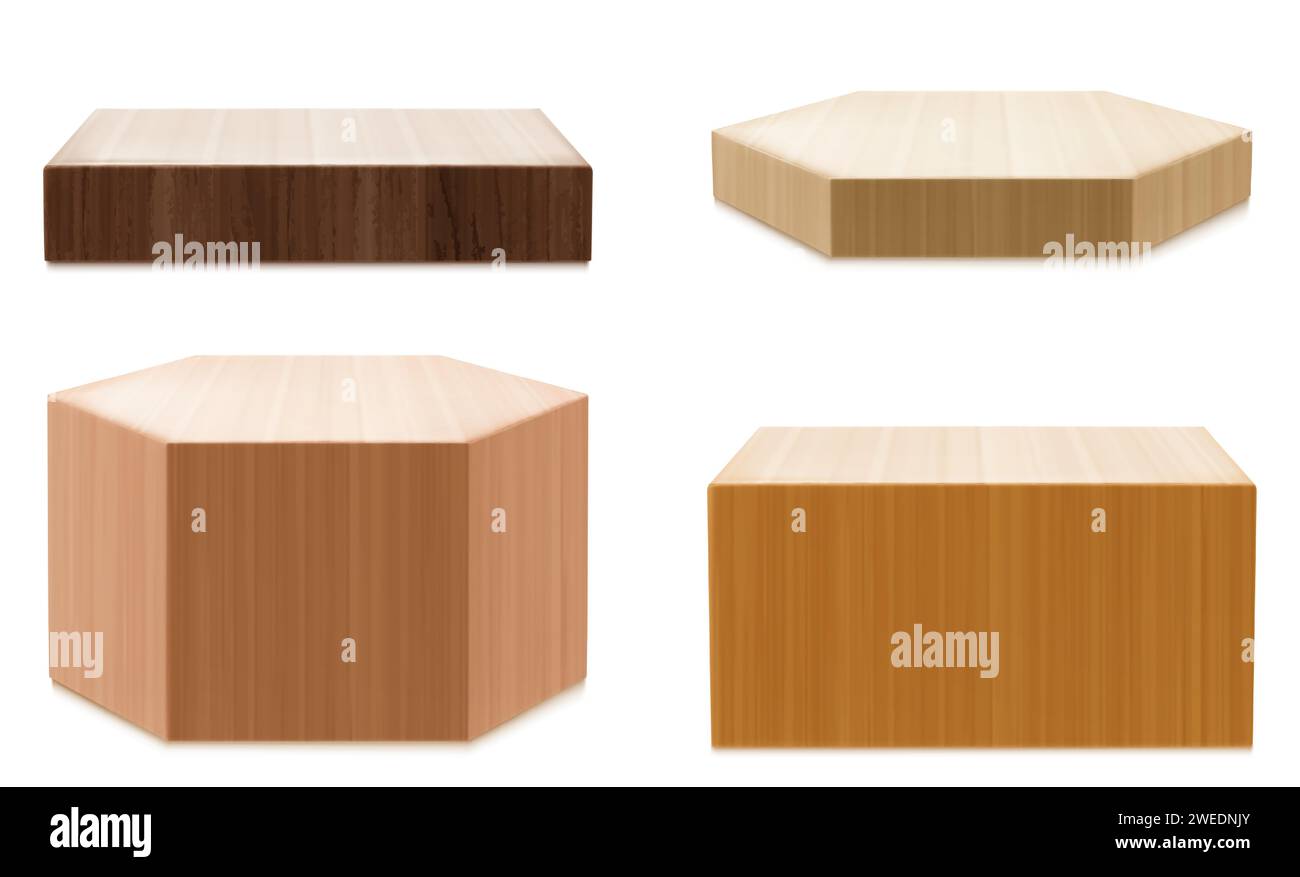 3D set of wooden platforms isolated on white background. Vector ...