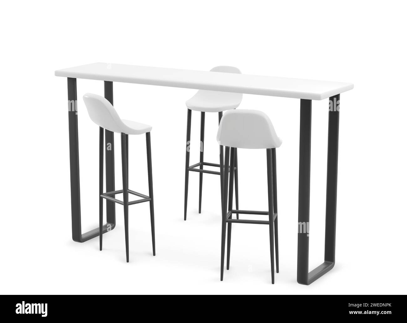 Booth high table and three chairs made from white plastic top and black ...