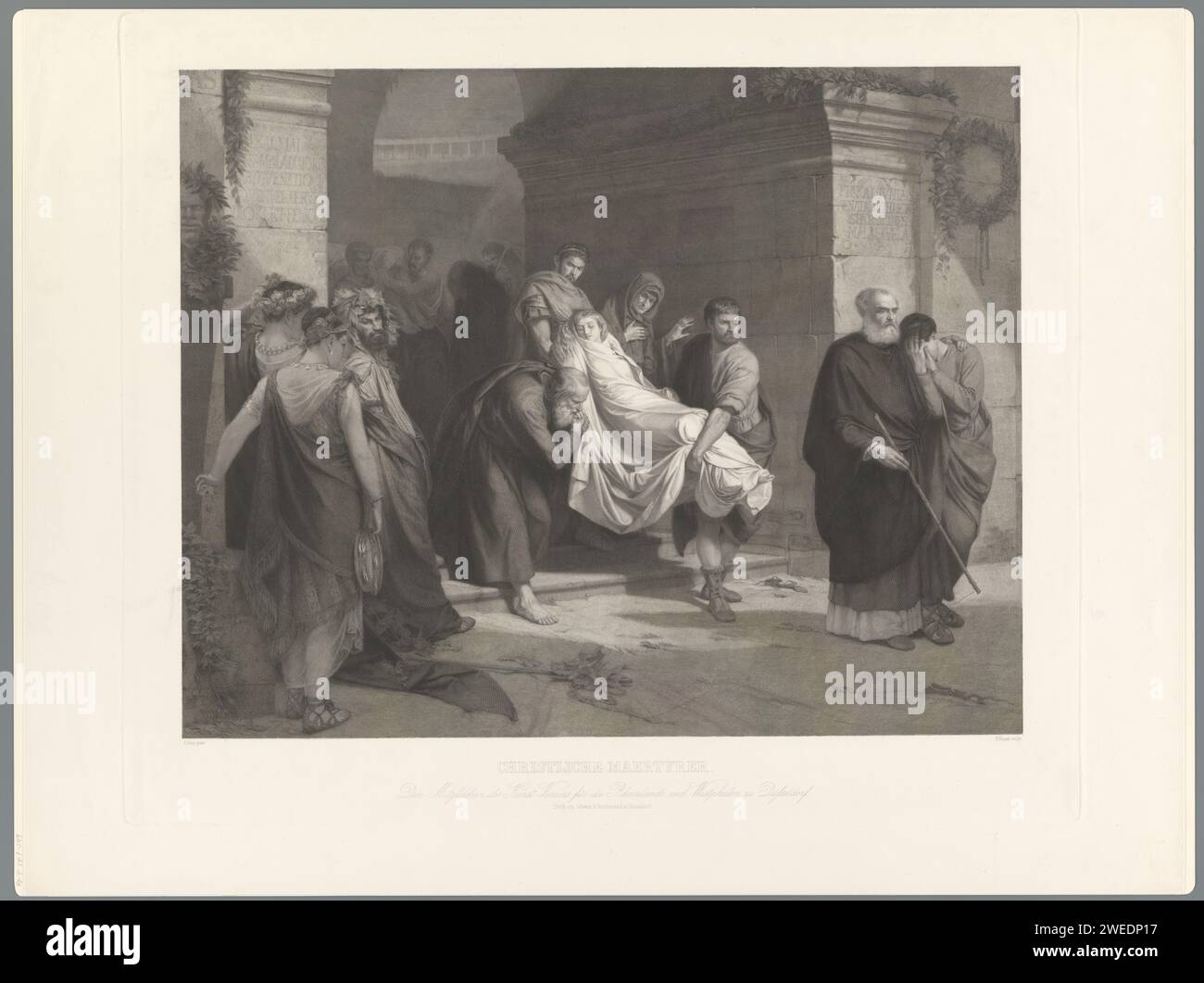 Christian martyrs are carried away, Heinrich Nuesser, After Albert Baur ...