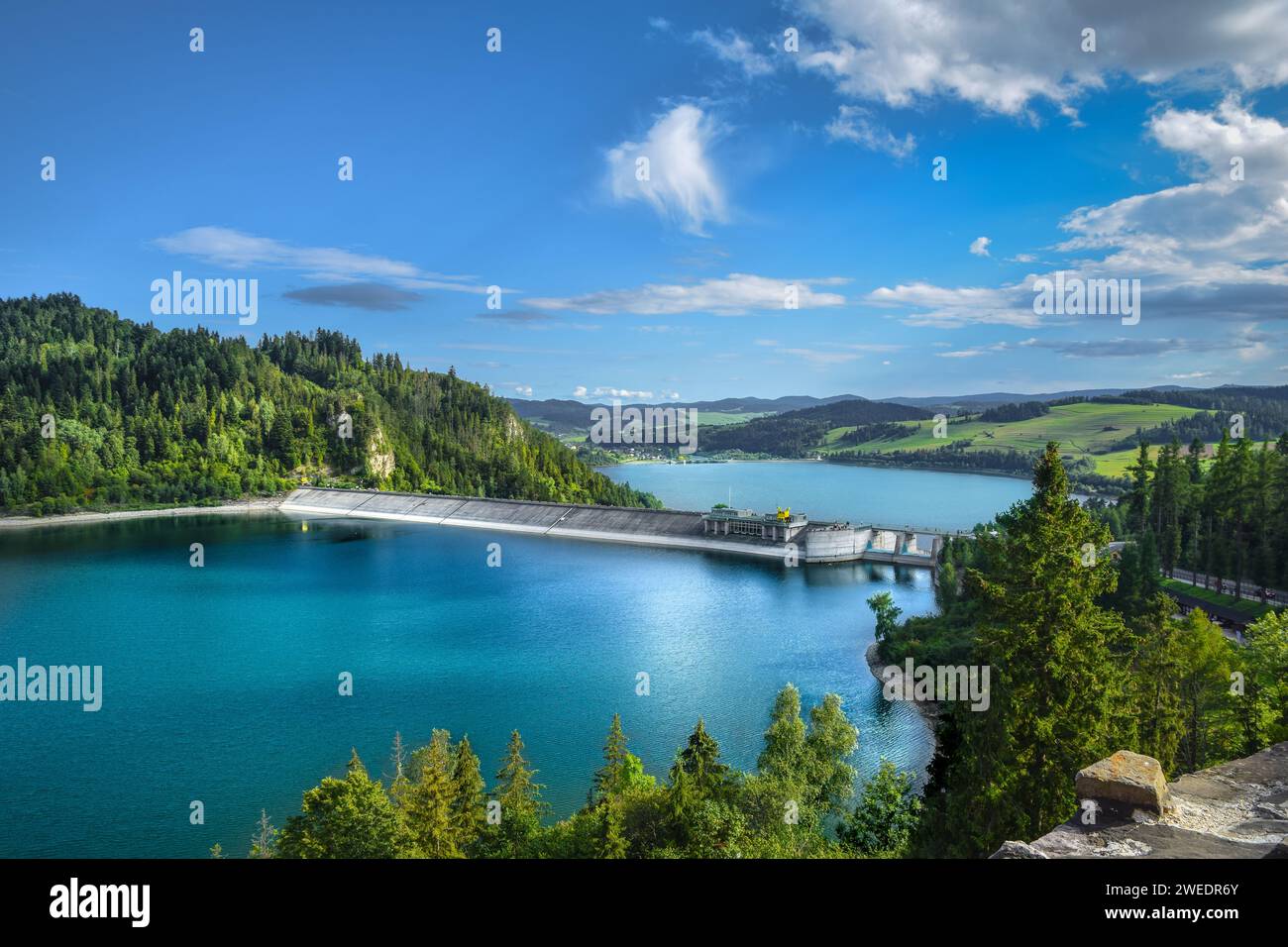 View from the Dunajec Castle to the Niedzica Dam (Czorsztynska Dam ...
