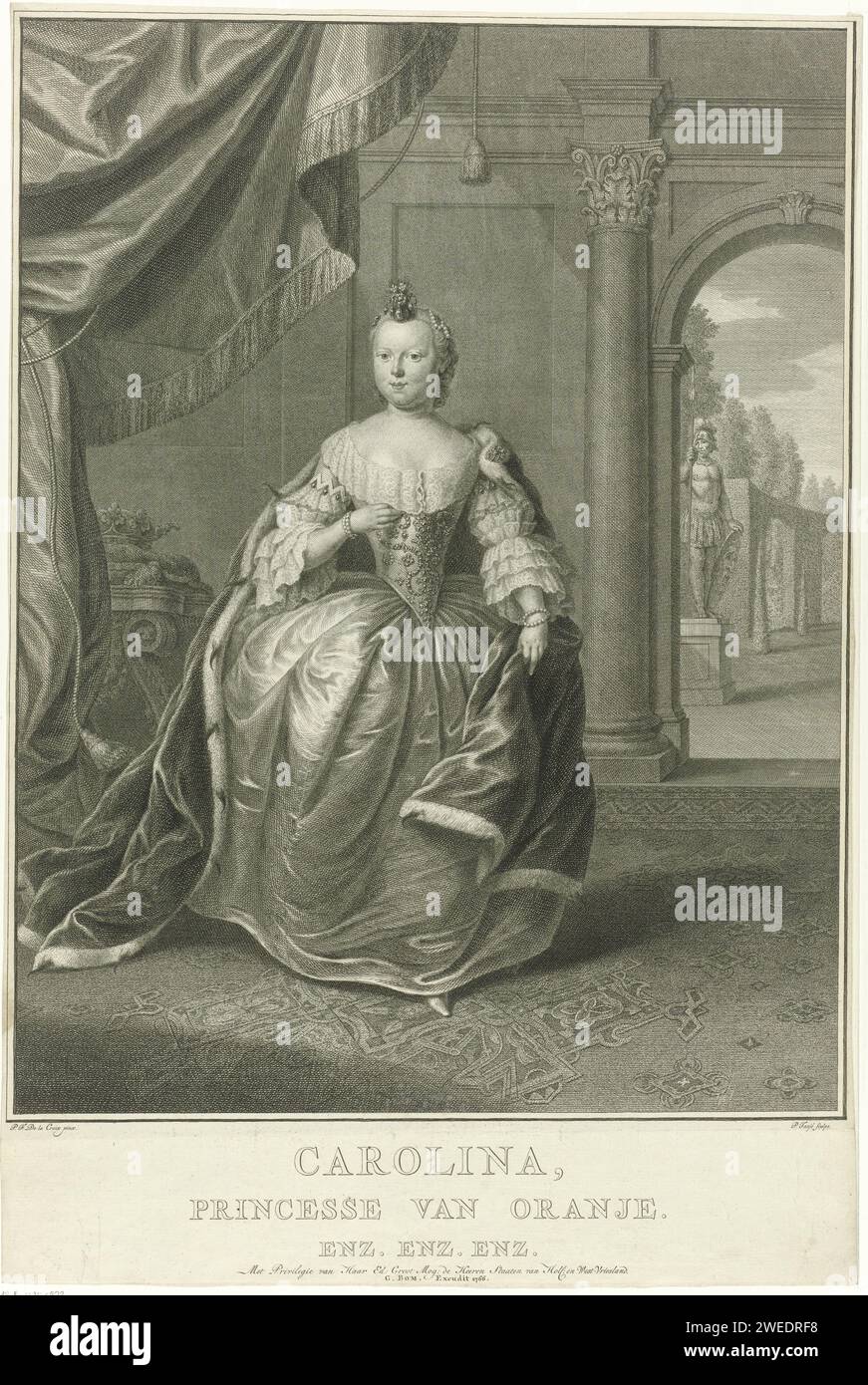 Portrait of Carolina, princess of Oranje-Nassau, Pieter Tanjé, after ...