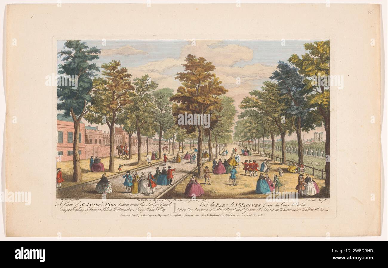 View of the avenues in the Saint James's Park in London, Robert Sayer ...