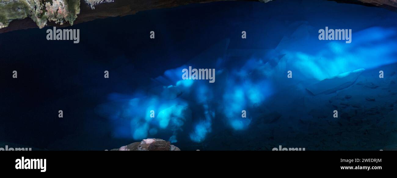 Mysterious Underwater Cave with Natural Blue Light Stock Photo - Alamy